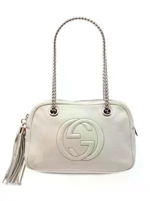 Gucci 2016-2026 Leather Soho Chain Zip Shoulder Bag - White