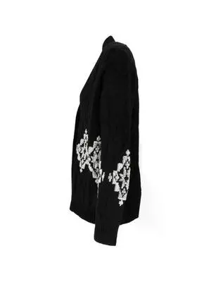 Ermanno Scervino Cable-knit Sequin-embellished Cardigan