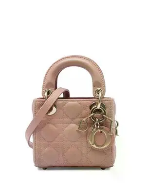 Dior 2021 Micro Lambskin Cannage Lady Satchel - Brown