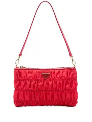 Prada 2000-2013 Tessuto Gaufre Shoulder Bag - Red