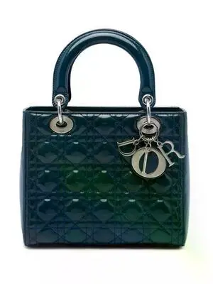 Dior 2015 Medium Patent Cannage Lady Satchel - Blue