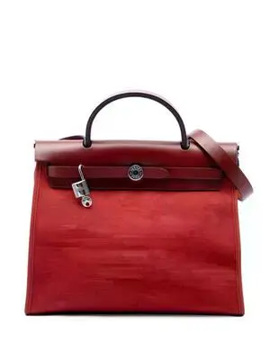 Hermès 2015 Toile Herbag Zip 31 Satchel - Red
