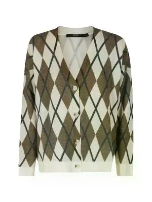 Seventy Argyle-intarsia V-neck Cardigan - Neutrals