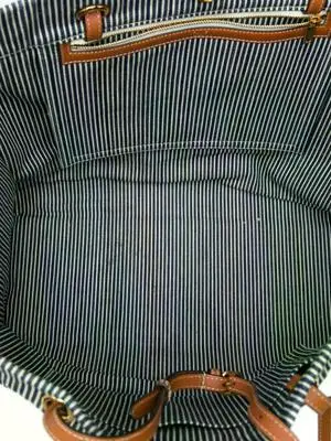 Celine 2019 Striped Textile And Calfskin Squared Cabas Tote Bag