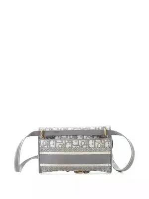 Dior Saddle Slim Pouch Logo Embroidered Oblique Canvas Belt Bag - Grey
