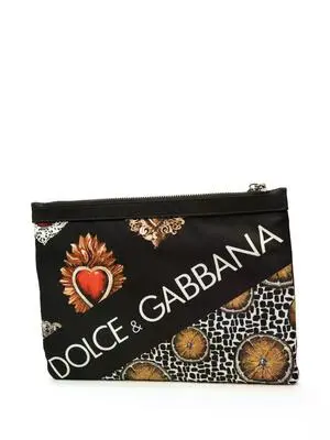 Dolce & Gabbana 2000-2026 Nylon King Of Hearts Playing Card Clutch Bag - Black