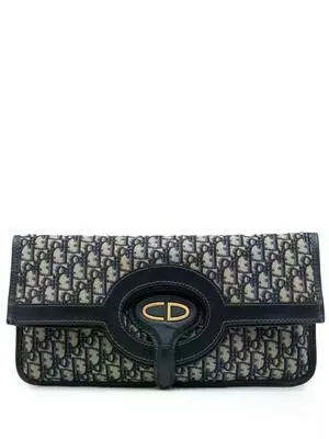 Dior 2020 Oblique Canvas Fold Over Clutch Bag - Blue