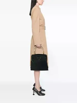 Prada 2013-2026 Tessuto Metal Handle Bag Tote Bag - Black