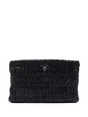 Prada 2010-2026 Nappa Gaufre Clutch Bag - Black