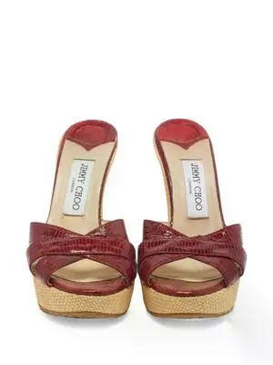 JIMMY CHOO Phyllis Lizard-embossed Wedge Sandals