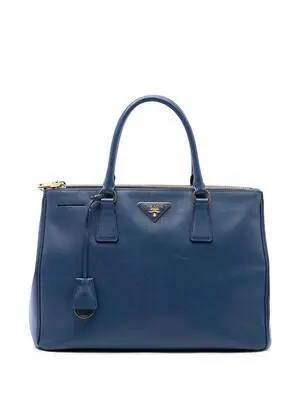 Prada 2013-2026 Large Saffiano Lux Galleria Double Zip Tote Bag - Blue