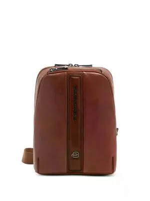 PIQUADRO Logo-plaque Leather Messenger Bag - Brown