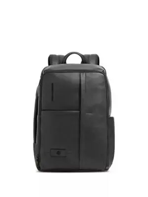 PIQUADRO Logo-embossed Leather Backpack - Black