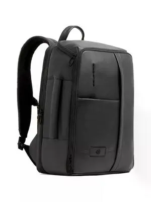 PIQUADRO Logo-embossed Leather Backpack - Black