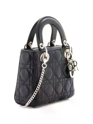 Dior Lady Chain Bag Cannage Quilt Lambskin Mini Satchel - Black