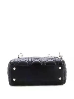 Dior Lady Chain Bag Cannage Quilt Lambskin Mini Satchel - Black