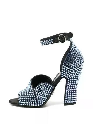 Prada Crystal-embellished Ankle-strap Heeled Sandals - Black