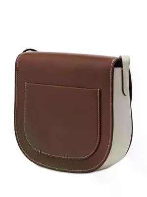 Celine 2000-2026 Small Bicolor Glazed Calfskin Trotteur Crossbody Bag - Brown