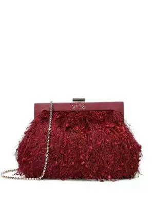 V°73 Feather-effect Clutch Bag - Red