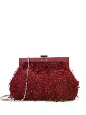 V°73 Feather-effect Clutch Bag - Red