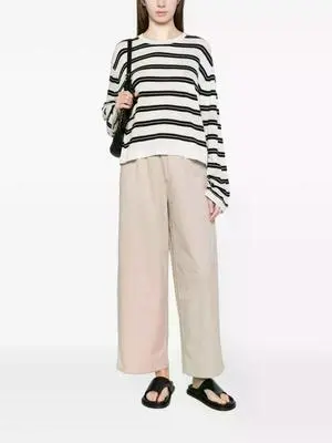 Soft Goat Horizontal-stripe Sweater - White