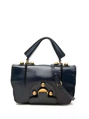 Fendi 2000-2010 Textured Patent F3 Secret Code Satchel - Blue