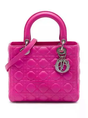 Dior 2012 Medium Lambskin Cannage Lady Satchel - Pink