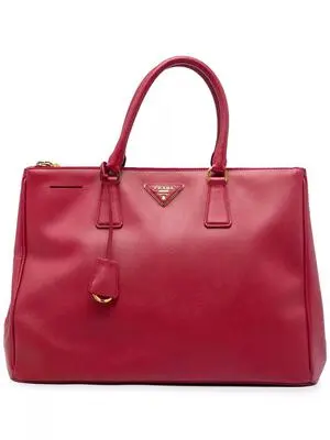 Prada 2013-2026 Large Saffiano Lux Galleria Double Zip Tote Bag - Red