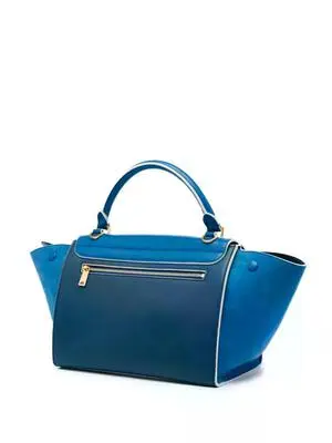 Celine 2015 Small Bicolor Calfskin And Nubuck Trapeze Satchel - Blue