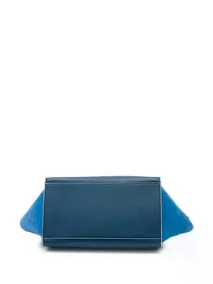 Celine 2015 Small Bicolor Calfskin And Nubuck Trapeze Satchel - Blue
