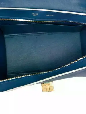 Celine 2015 Small Bicolor Calfskin And Nubuck Trapeze Satchel - Blue