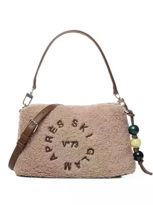 V°73 Teddy-effect Embroidered Shoulder Bag - Neutrals