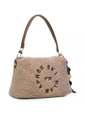 V°73 Teddy-effect Embroidered Shoulder Bag
