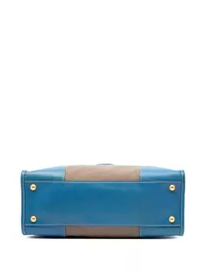 Prada 2013-2026 Saffiano Trimmed Canvas Canapa Logo Double Zip Satchel