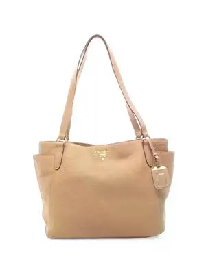Prada 2000s Grained Leather Tote Bag - Neutrals