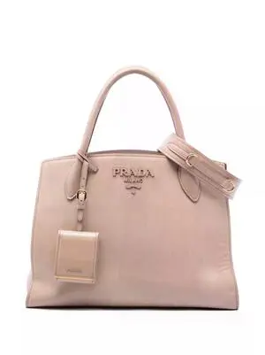 Prada 2013-2026 Medium Saffiano Cuir Monochrome Top Handle Tote Satchel - Brown