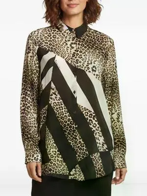 Roberto Cavalli Leopard-print Long-sleeve Shirt - Black