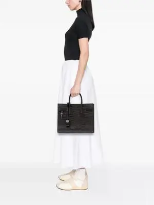 Saint Laurent 2016 Small Croc Embossed Leather Sac De Jour Satchel