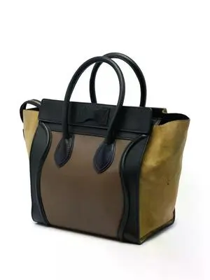 Celine 2012 Mini Tricolor Calfskin And Suede Luggage Tote Bag - Brown