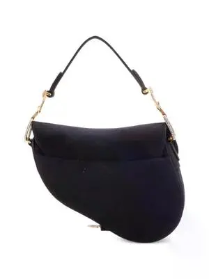 Dior Saddle Handbag Satin With Crystals Mini Shoulder Bag - Black