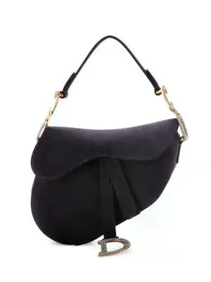 Dior Saddle Handbag Satin With Crystals Mini Shoulder Bag - Black