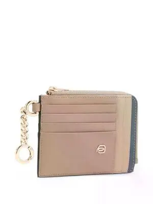 PIQUADRO Leather Keychain Card Holder - Neutrals