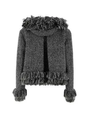 Sacai Fringe-trimmed Tweed Jacket - Grey