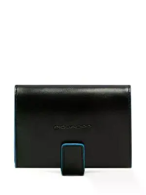 PIQUADRO Blue Square Logo-debossed Leather Cardholder - Black