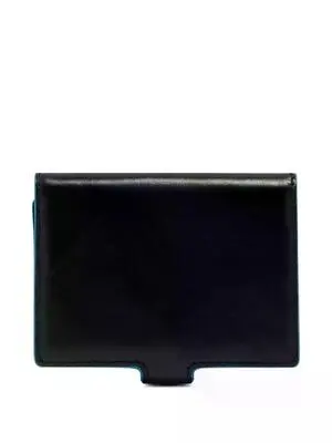PIQUADRO Blue Square Logo-debossed Leather Cardholder