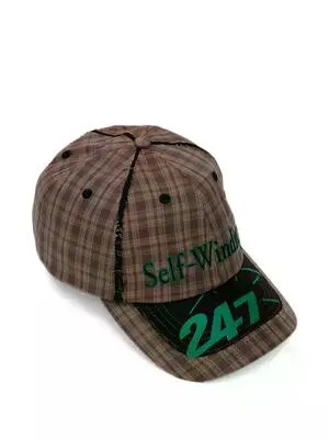 KAP COMPANY Tabloid Check-print Baseball Cap - Brown