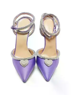 Mach & Mach Crystal-embellished Ankle-strap Pumps - Purple