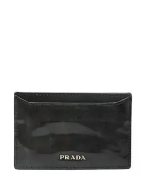 Prada Appliqué Leather Card Holder - Grey