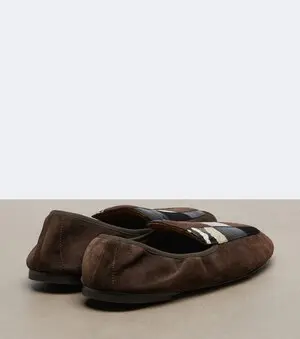 Khaite Zoe Patchwork Suede And Leather Slip-on Shoes - Brown