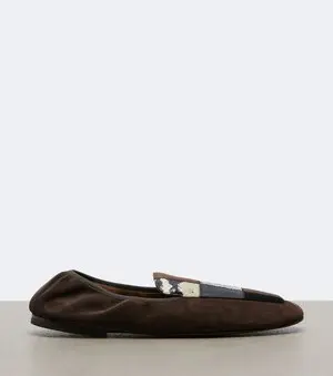 Khaite Zoe Patchwork Suede And Leather Slip-on Shoes - Brown